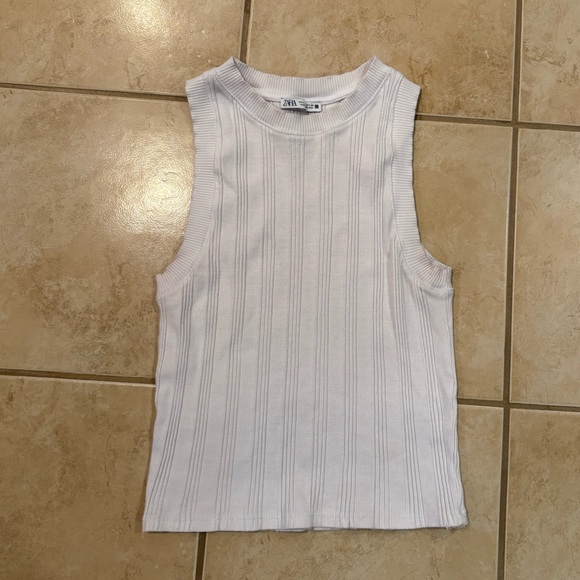Zara | Shirts & Tops | Zara White Ribbed Tank Top | Poshmark